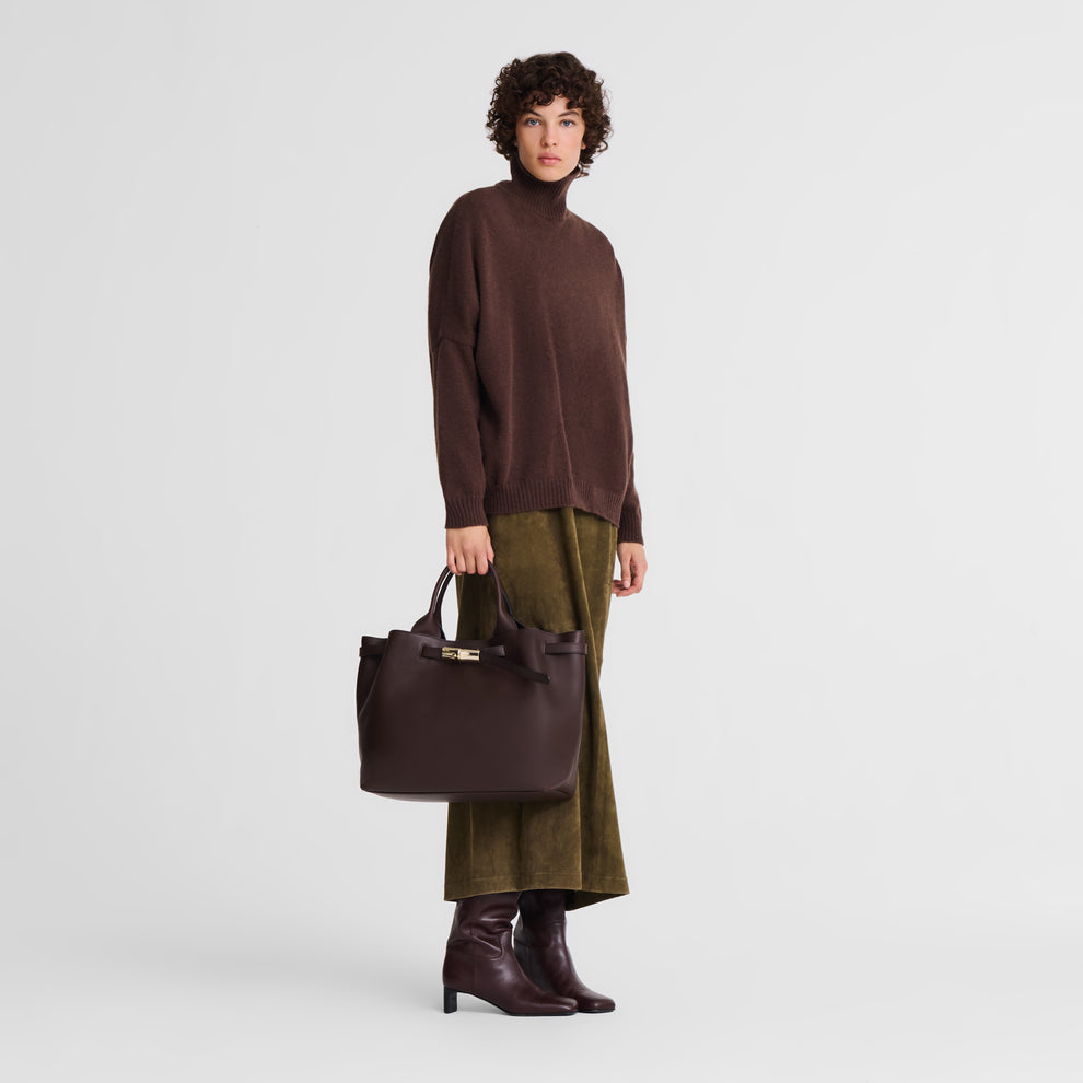 Le Smart Tote bag Mocha - Leather | Longchamp ID – LONGCHAMP